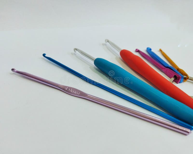 Image of Different Types of Crochet Hook with White Background Stock ...