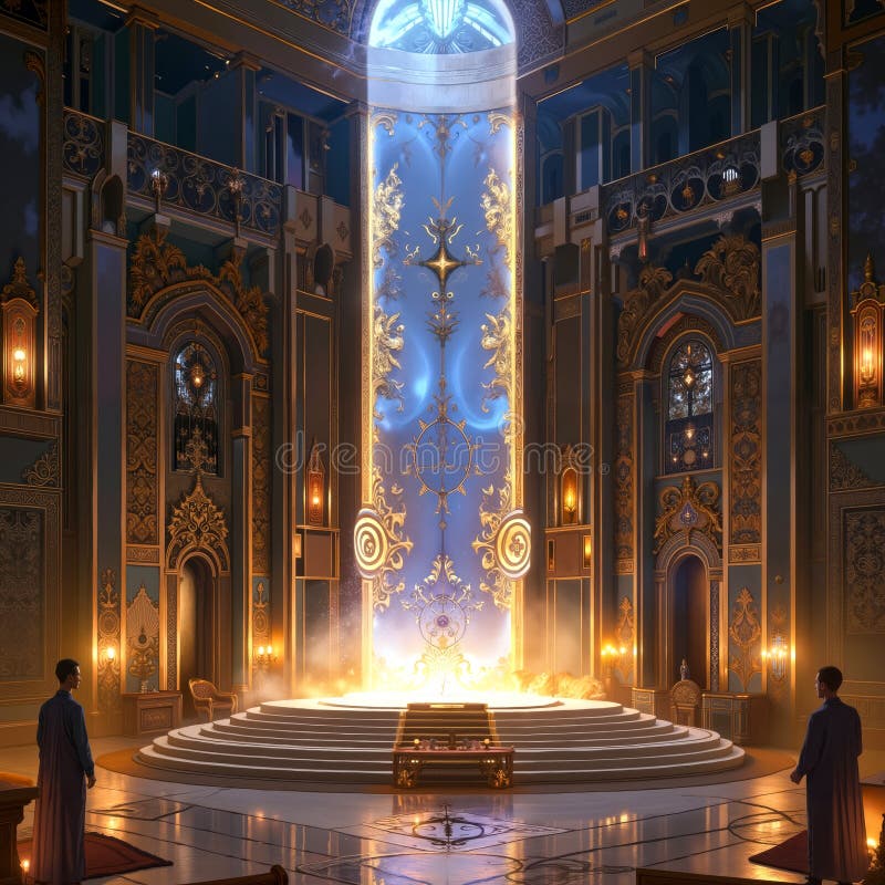 A Couple of People Standing in Front of a Church Stock Illustration ...