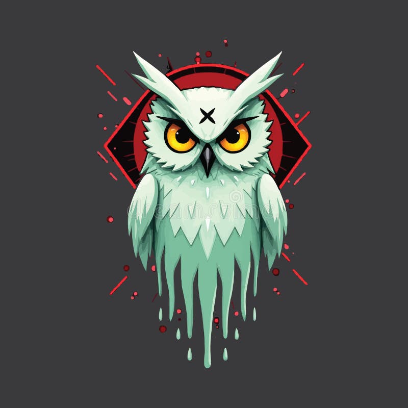Abstract Owl Artwork with Vivid Yellow Eyes and Dripping Design Stock ...
