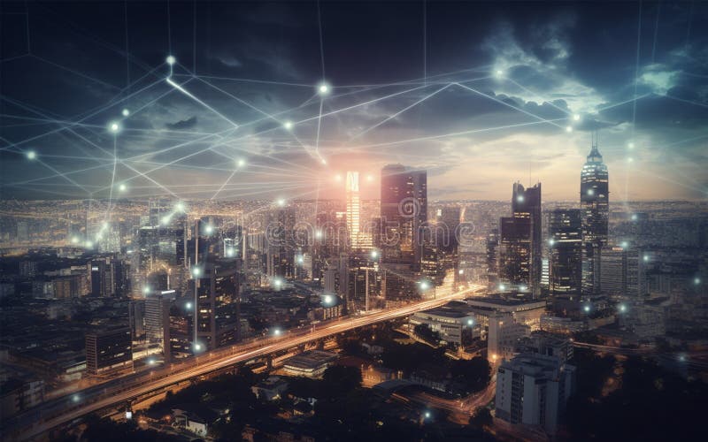 Internet of Things, Smart City, High Speed Connection, Digital Blue ...