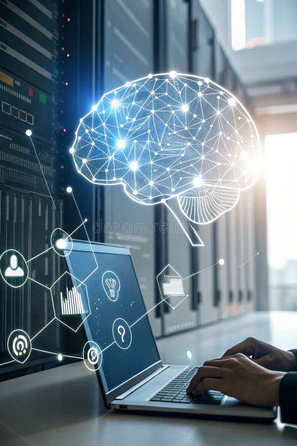 Digital Brain Machine Learning Network Concept Stock Illustration ...