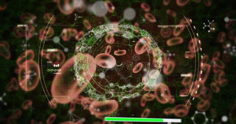 Image of Digital Brain and Data Processing Over Virus and Blood Cells ...