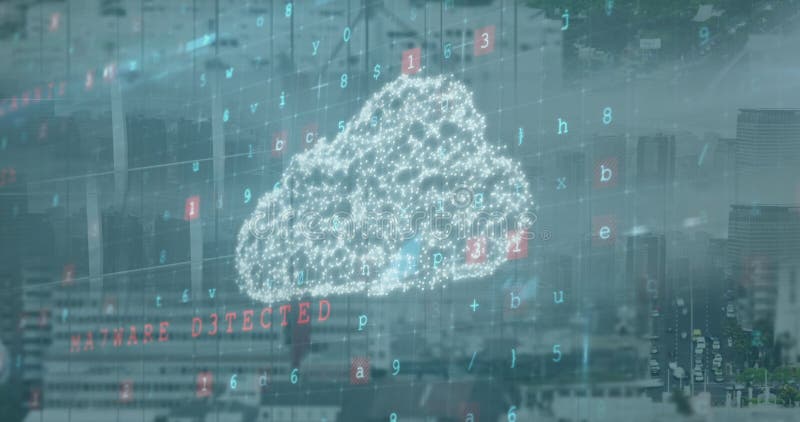 Image of Digital Cloud and Numbers Over Citycape Stock Image - Image of ...
