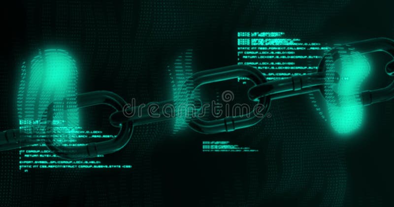 Image of Digital Computer Interface with Data Processing and Chain ...