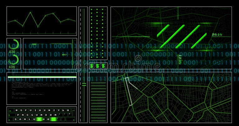 Image of Digital Data Processing Binary Coding Over Black Background ...