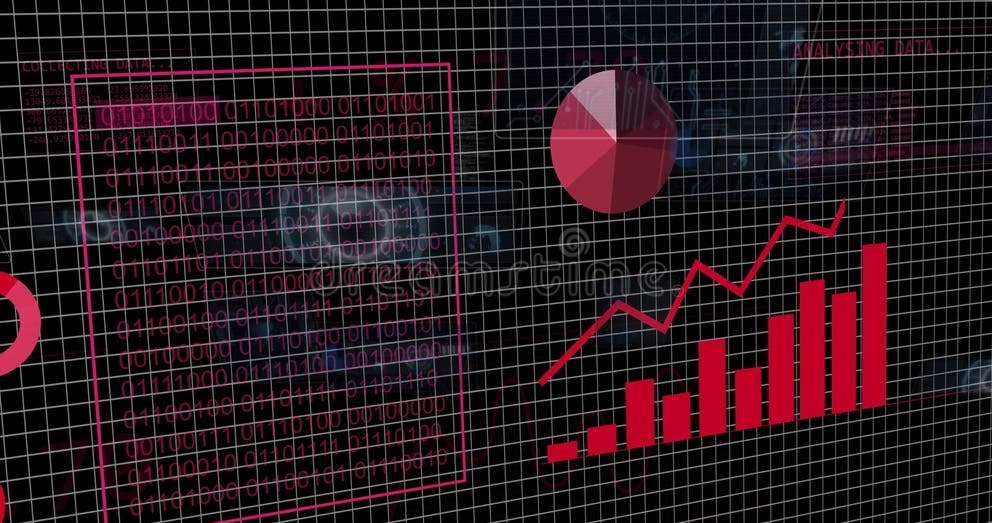 Image of Digital Data Processing on Black Background Stock Image ...