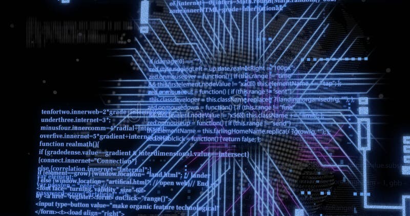 Image of Digital Data Processing and Circuit Board Over Black ...