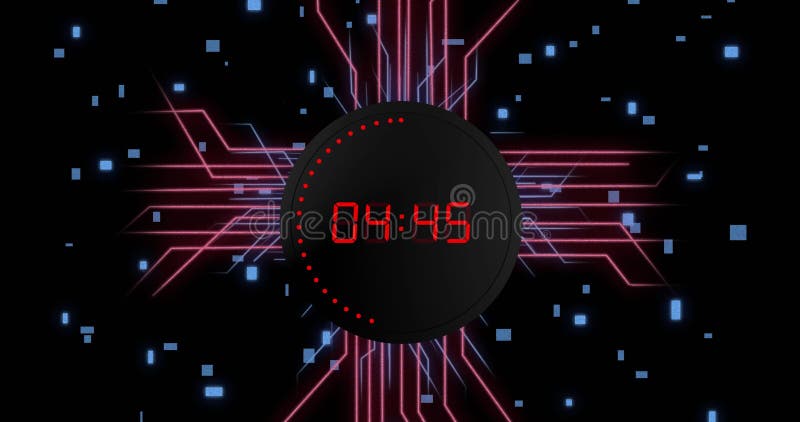 Image of Digital Data Processing with Countdown Over Circuit Board on ...