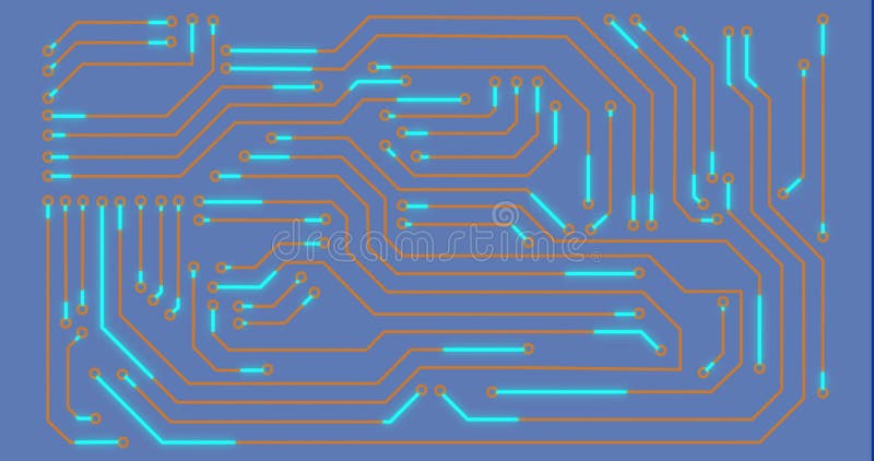Image of Digital Data Processing with Light Trails Over Blue Screen ...