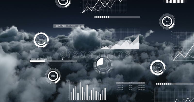Image of Digital Data Processing Over Clouds Stock Illustration ...