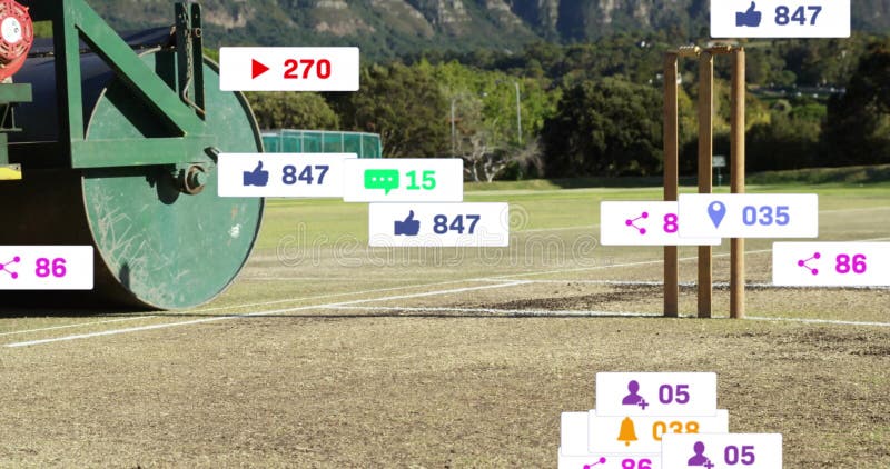 Image of Digital Data Processing Over Cricket Field Stock Image - Image ...