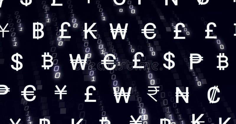 Image Of Digital Data Processing Over Currency Icons And Binary Coding Stock Illustration