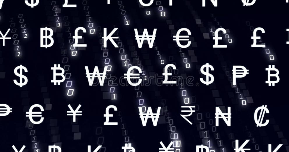 Image of Digital Data Processing Over Currency Icons and Binary Coding Stock Illustration ...