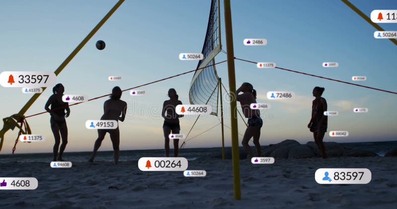 Image of Digital Data Processing Over Diverse Beach Volleyball Players ...