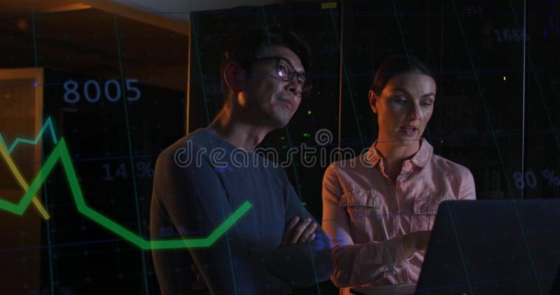 Image of Digital Data Processing Over Diverse People with Laptop by ...