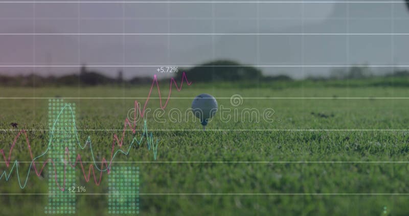 Image of Digital Data Processing Over Golf Ball Being Hit on Golf ...