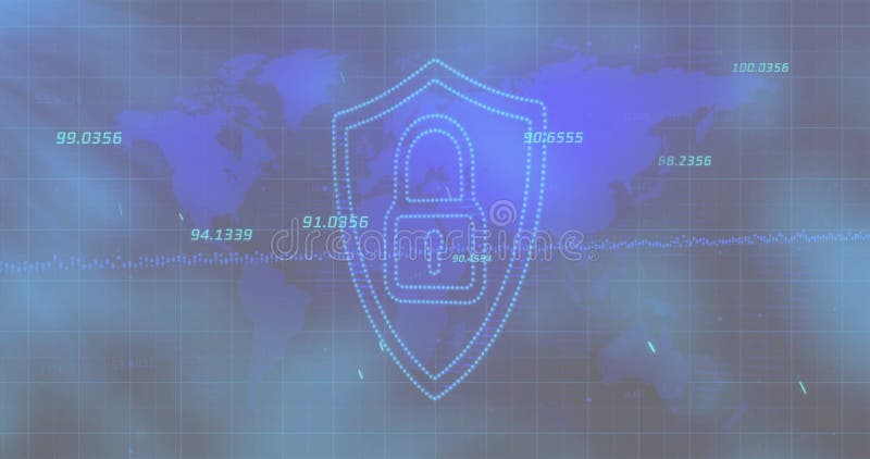 Image of Digital Data Processing Over Padlock Icon Stock Illustration ...