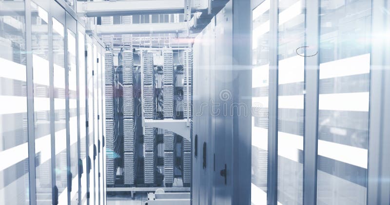 Image of Digital Data Processing Over Server Room Stock Image - Image ...