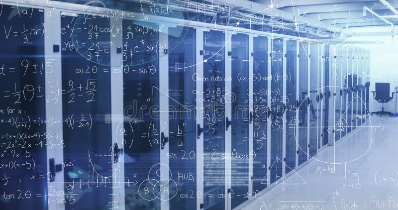 Image of Digital Data Processing Over Server Room Stock Illustration ...