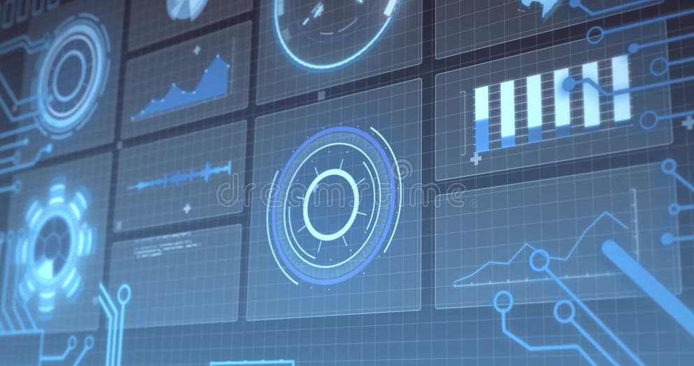 Image of Digital Data Processing and Scope Scanning on Screens Over ...