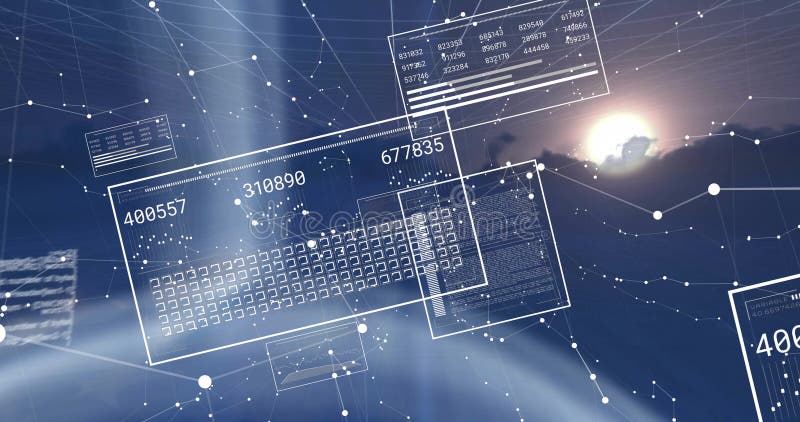 Image of Digital Data Processing on Screens Over Blue Background Stock ...