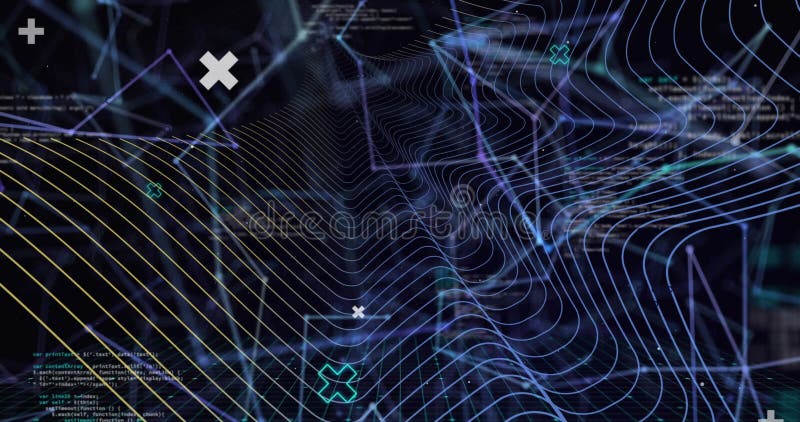 Image of Digital Dots Interconnecting with Lines and Programming Data with Wave Patterns Stock ...