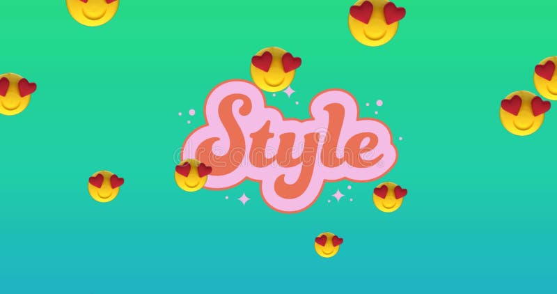 Image of Digital Emoji Icons Moving on Green Backgorund Stock ...