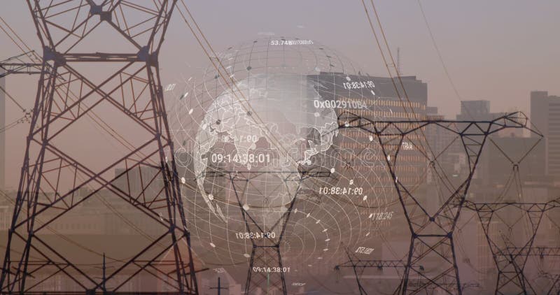 Image of Digital Globe Overlay with Data Points and Coordinates is ...