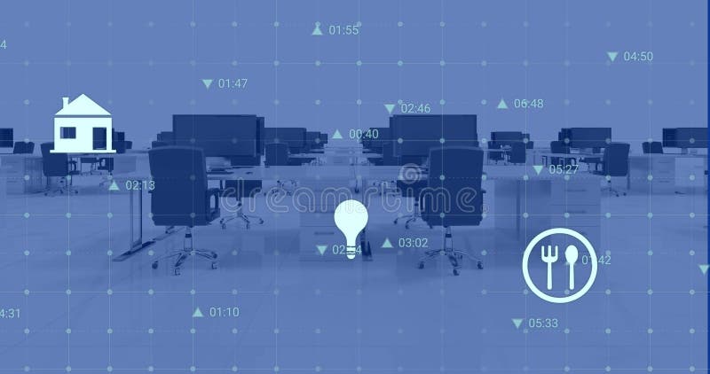 Image of Digital Icons and Data Processing Over Grid Network Against ...