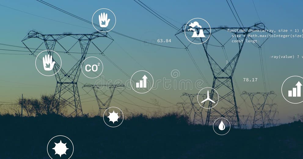 Image of Digital Icons and Data Processing Over Power Lines Stock ...