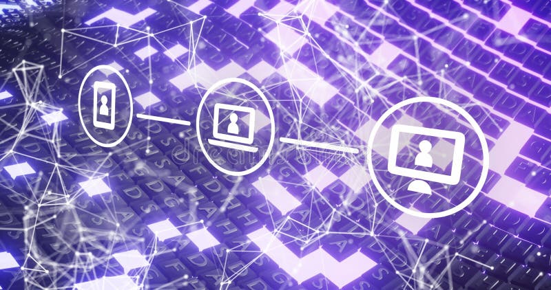 Image Of Digital Icons Network Of Connections And Binary Coding On 7046