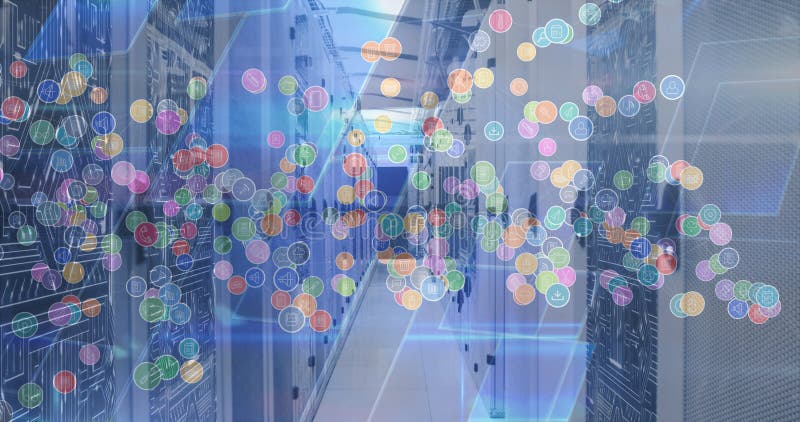 Image Network Connections Icons Over Computer Servers Stock Photos ...