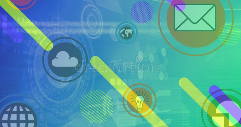 Image of Digital Icons and Scopes Scanning Over Abstract Shapes Stock ...