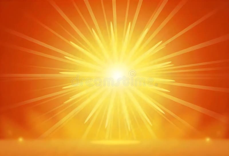 Bright Orange and Yellow Sunburst with Radiating Light Rays Against a ...