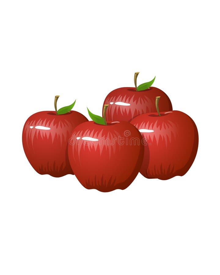 This Image is a Digital Illustration of Four Red Apples Grouped ...