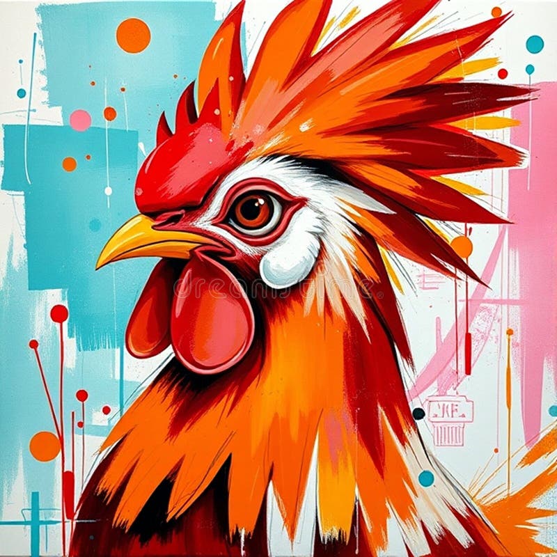 The Image is a Digital Illustration of a Rooster S Head. Stock ...