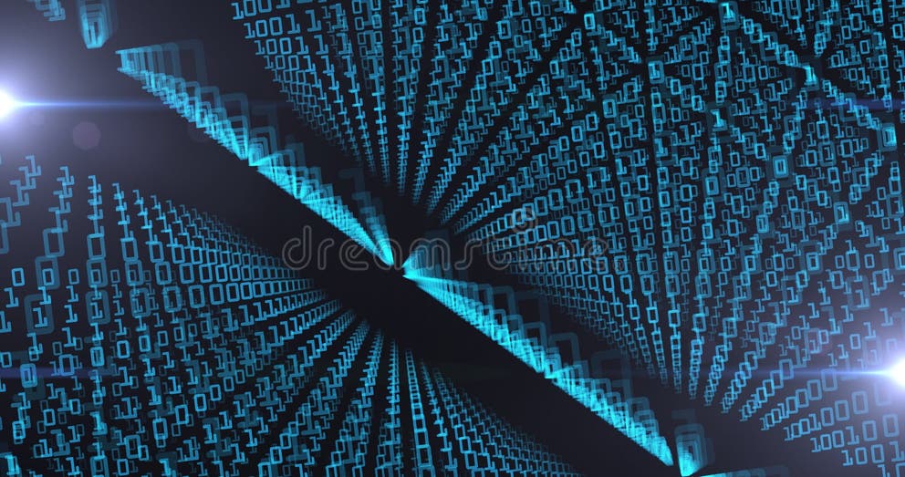 Image of Digital Interface with Blue Binary Coding in Rows Stock ...