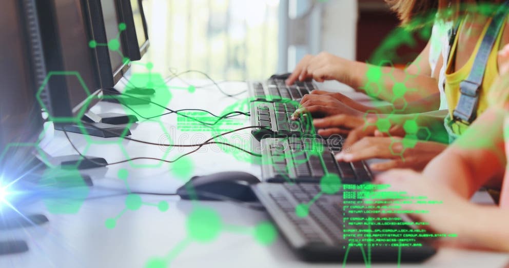 Image of Digital Interface with Data and Elements Over Mid Section of ...