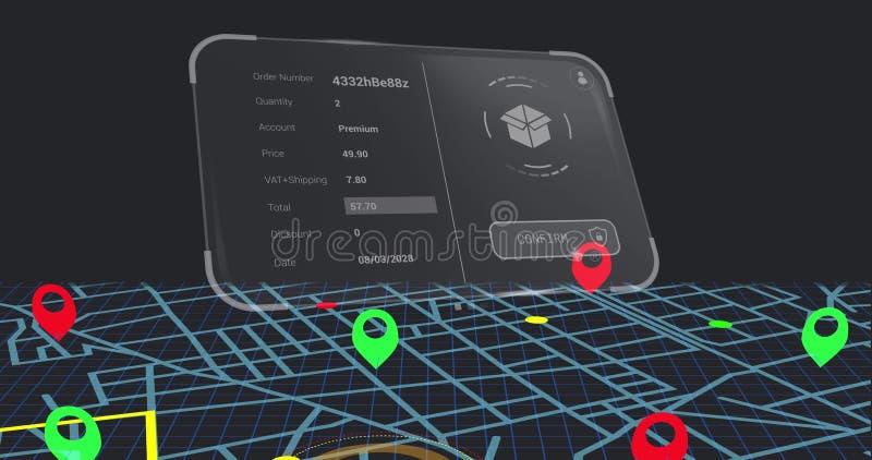Image of Digital Interface with Data Processing Over City Map Stock ...