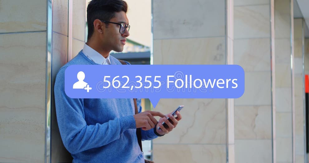 Image of Digital Interface Followers Text and People Icon with Growing ...