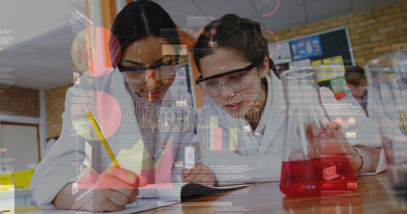 Image of Digital Interface with Graphs and Data Moving Over Secondary ...