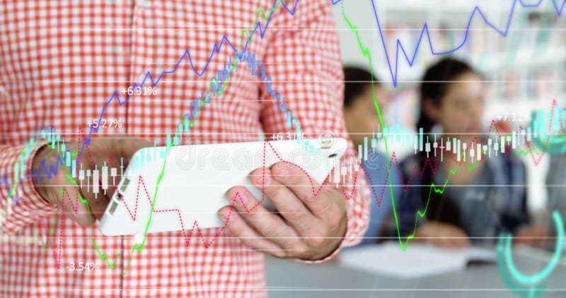 Image of Digital Interface with Graphs and Data Moving Over Teacher ...