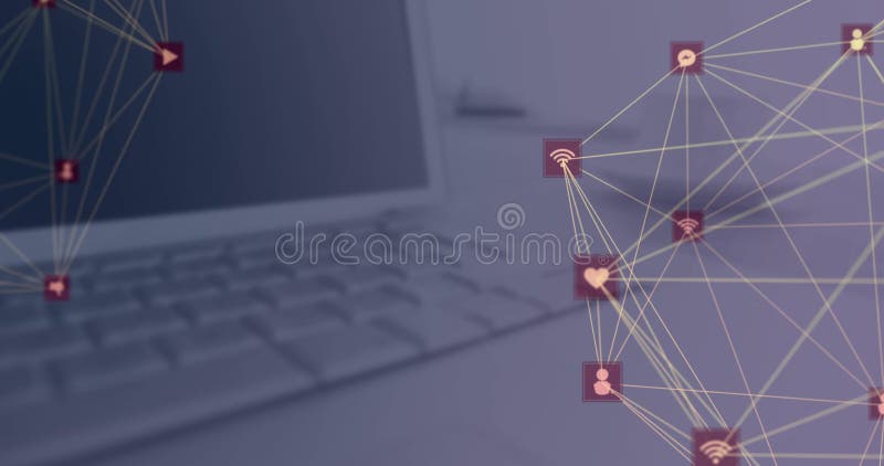 Image of Digital Interface with Icons and Globe of Network of ...