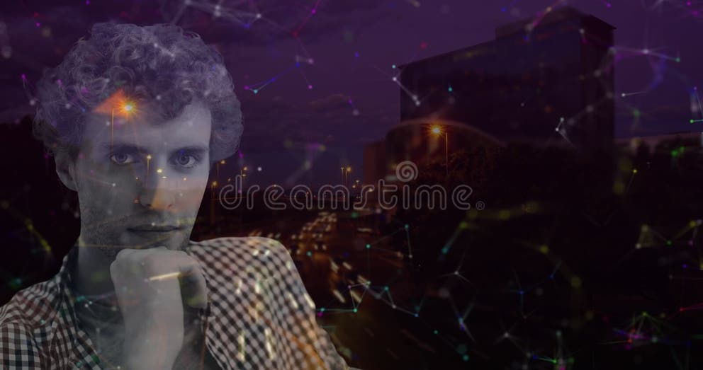 Image of Digital Interface with a Man and Icons and Data Processing ...