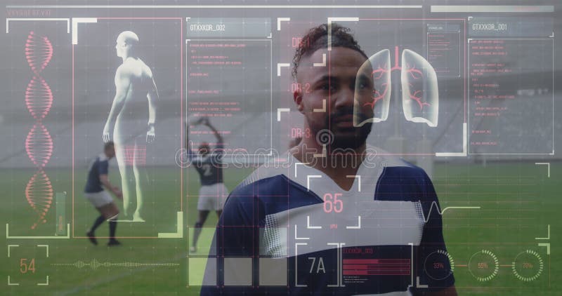 Image of Digital Interface with Medical Data Processing Over Rugby ...