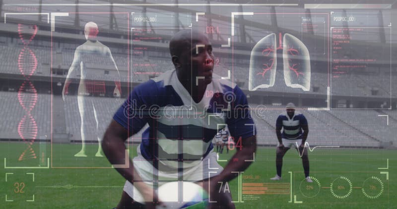 Image of Digital Interface with Medical Data Processing Over Rugby ...