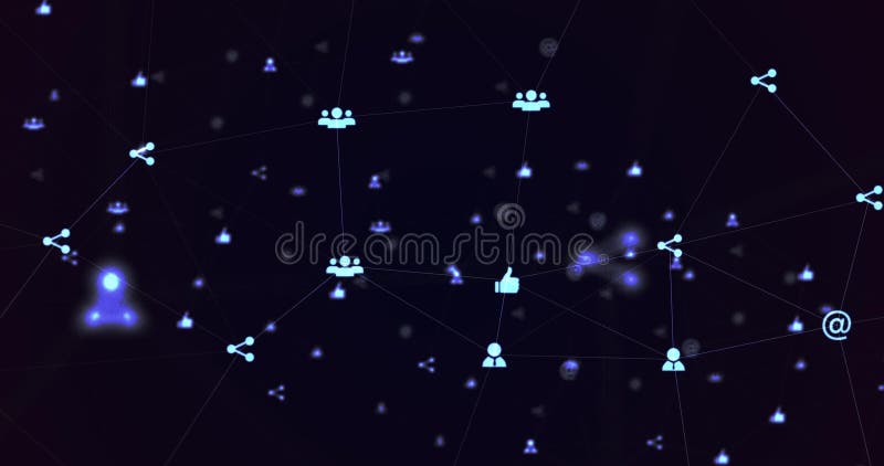 Image of Digital Interface and Network Connections with Purple Social ...