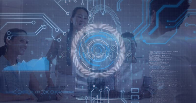 Image of Digital Interface Over Diverse Group of Business People Stock Image - Image of global ...