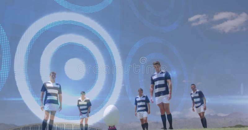Image of Digital Interface Over Rugby Team Stock Photo - Image of ...