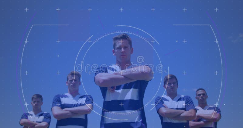 Image of Digital Interface Over Rugby Team Stock Image - Image of data ...